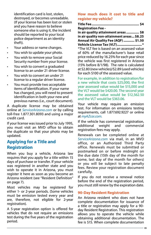 Arizona Driver License Manual | PDF | Auto Type | Automotive