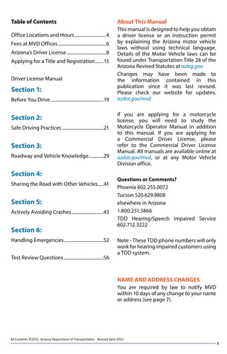 Arizona Driver License Manual | PDF