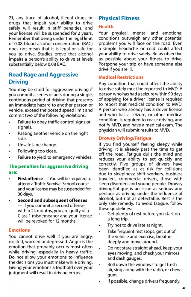 Arizona Driver License Manual | PDF | Auto Type | Automotive