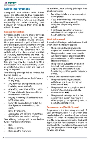 Arizona Driver License Manual | PDF
