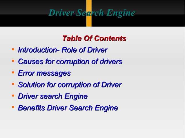 Driver Search Engine | PPT