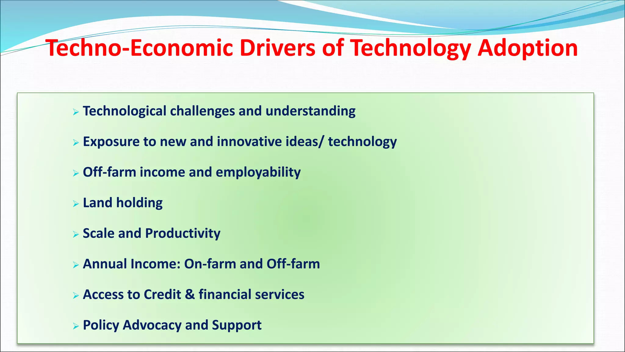 Drivers of agriculture technology adoption | PPTX