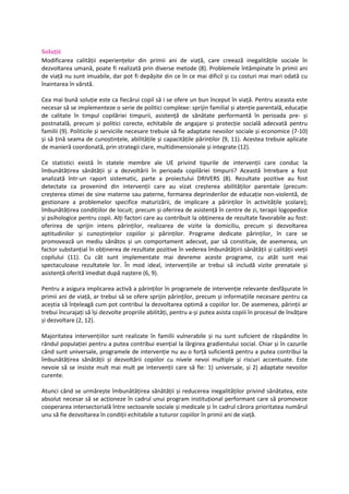 Programele de intervenţie timpurie de tip universal, de calitate ...