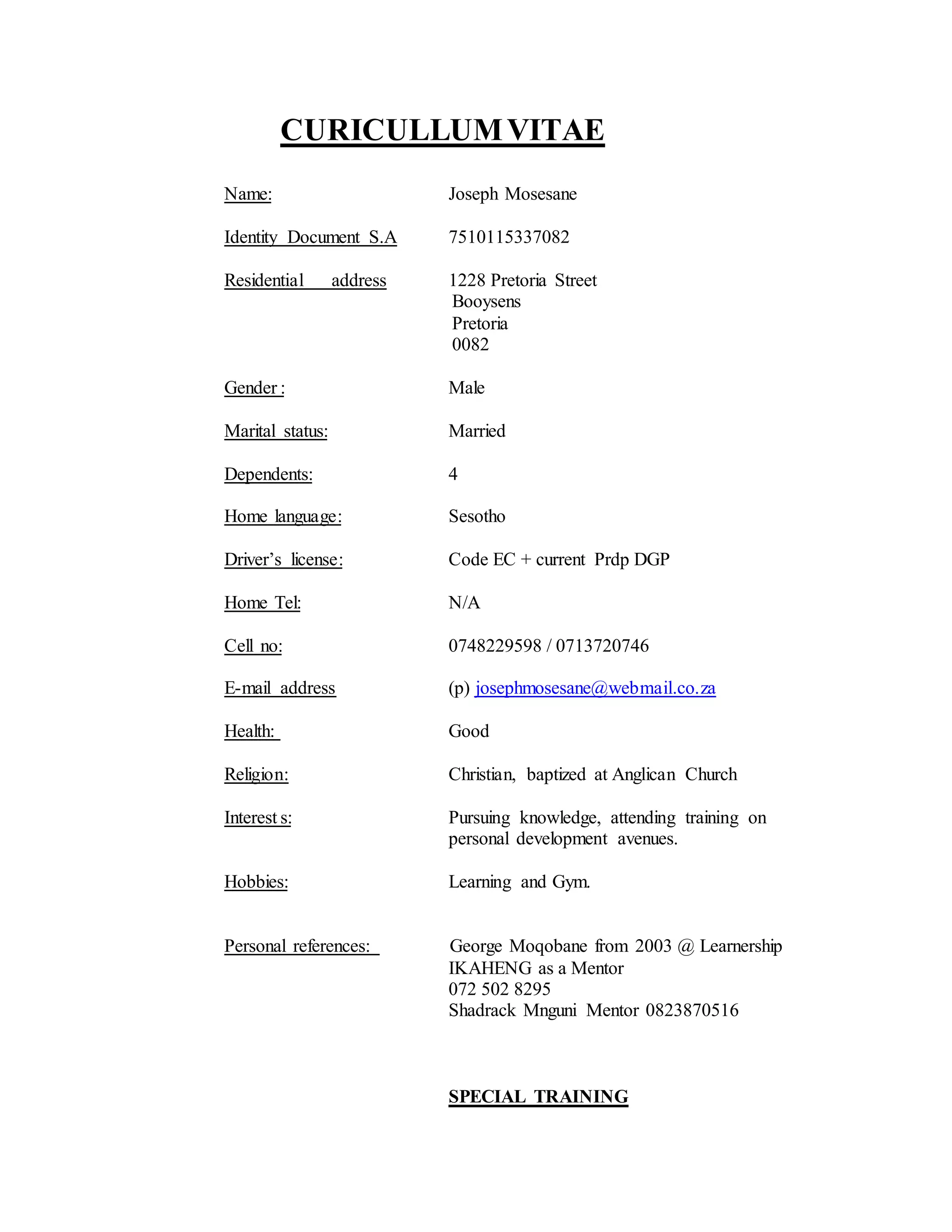 My curriculum vitae | PDF