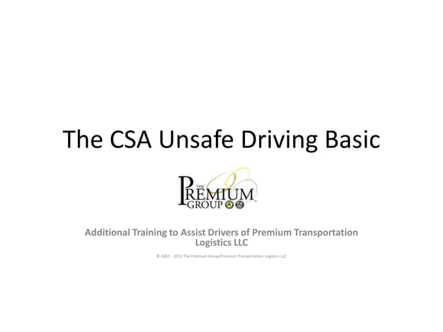 Unsafe Driving - CSA Basic Training | PPT