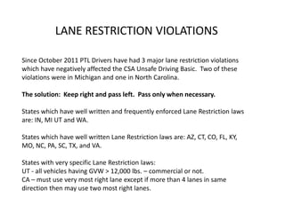 Unsafe Driving - CSA Basic Training | PPTX