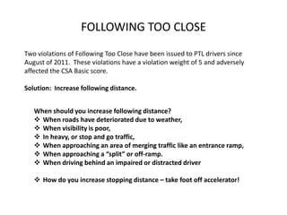 Unsafe Driving - CSA Basic Training | PPT