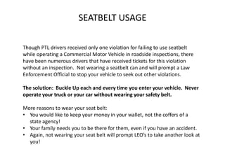 Unsafe Driving - CSA Basic Training | PPT