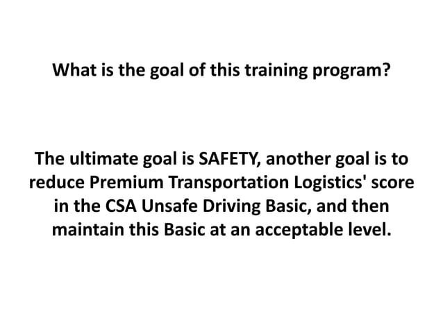 Unsafe Driving - CSA Basic Training | PPT