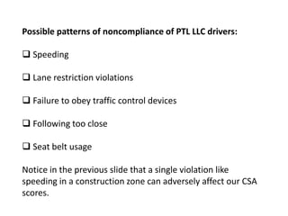 Unsafe Driving - CSA Basic Training | PPT