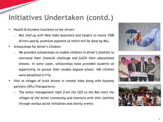 Mahindra Logistics - Driver's Welfare Programme | PPTX