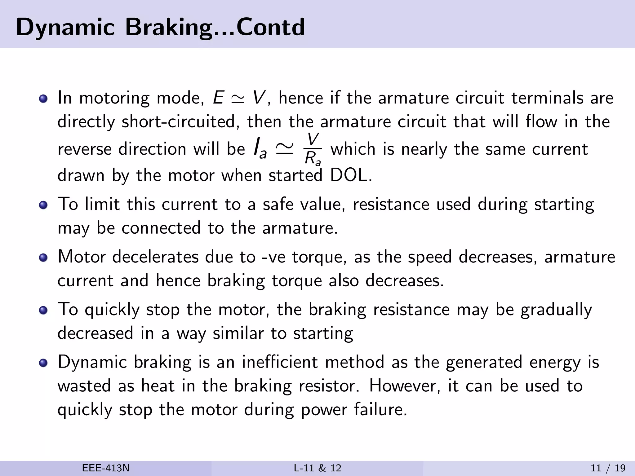 Drives lec 11_12_Braking of DC Motors | PDF