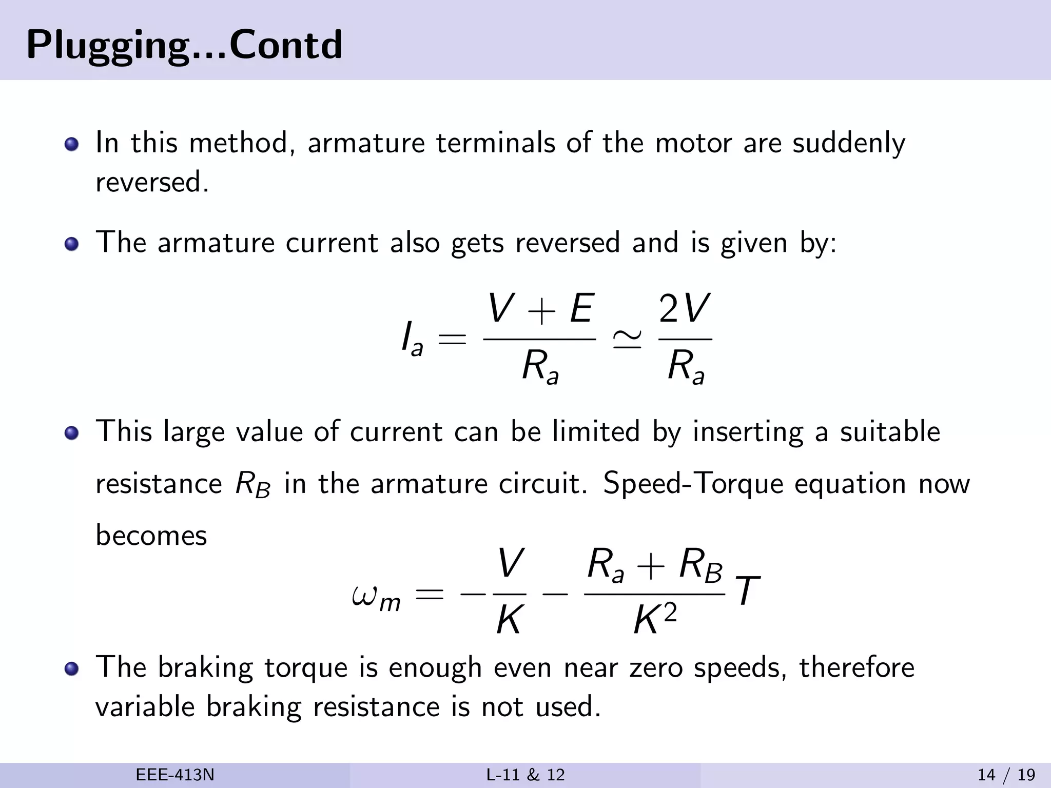 Drives lec 11_12_Braking of DC Motors | PDF
