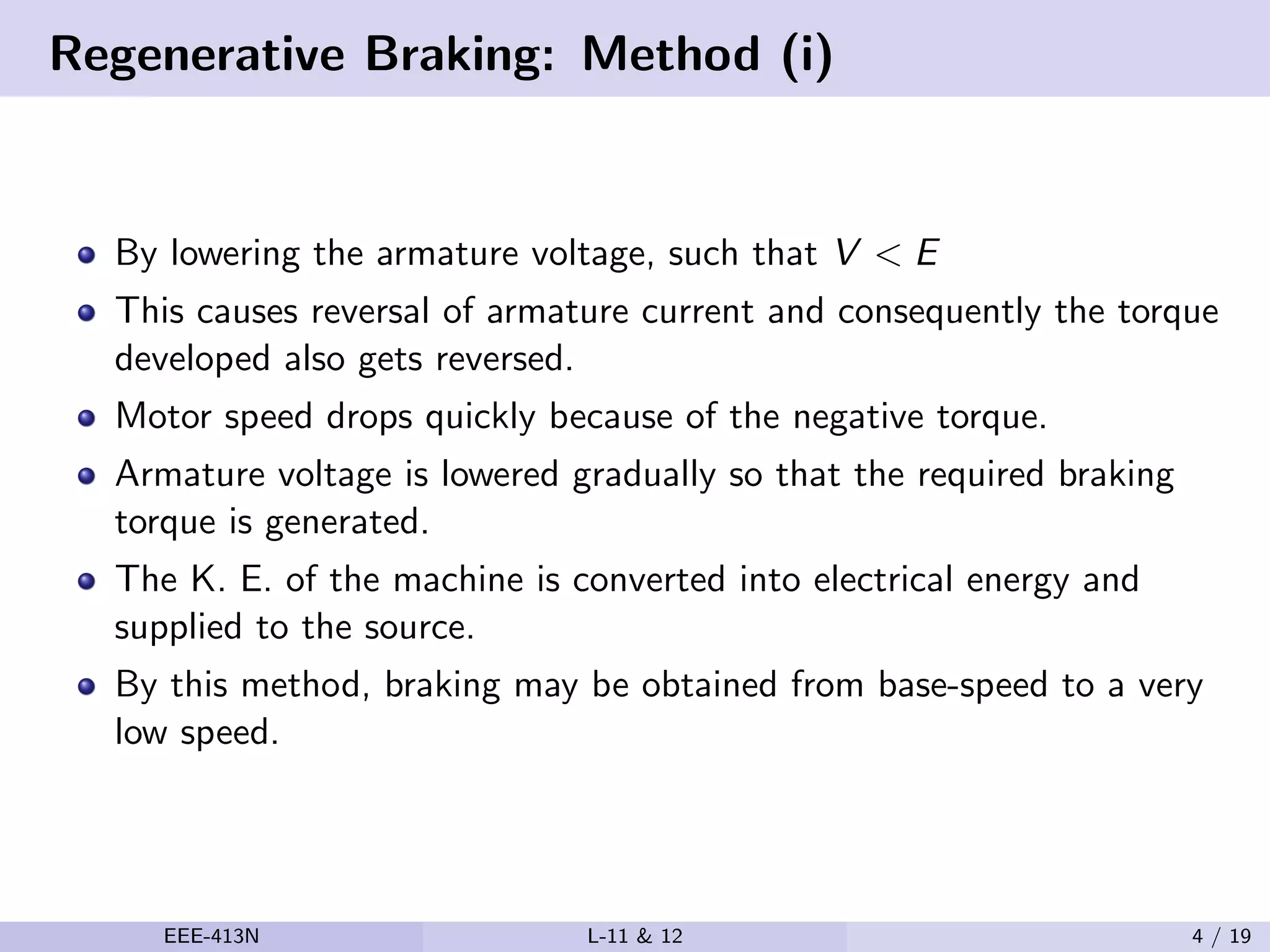 Drives lec 11_12_Braking of DC Motors | PDF