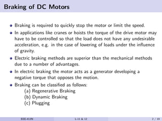 Drives lec 11_12_Braking of DC Motors | PDF
