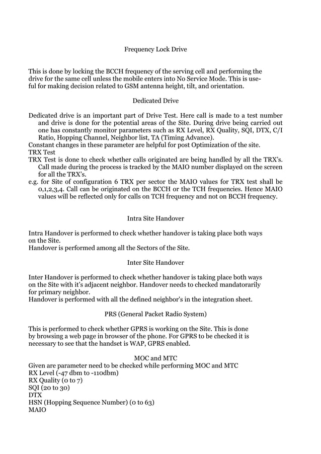 Drive test golden rules | PDF