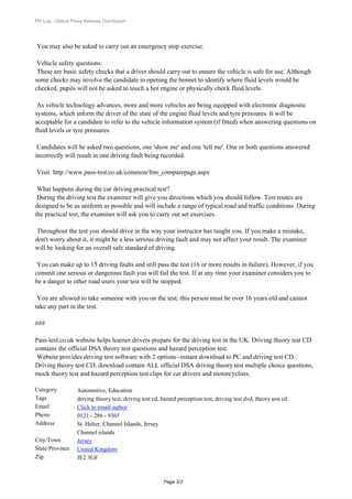 Driving practical test for car drivers | PDF