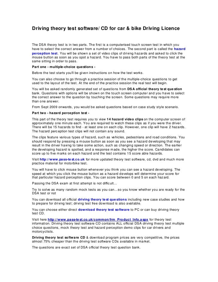 Official Dsa Theory Test For Car Drivers Pdf Free - lidiytrends