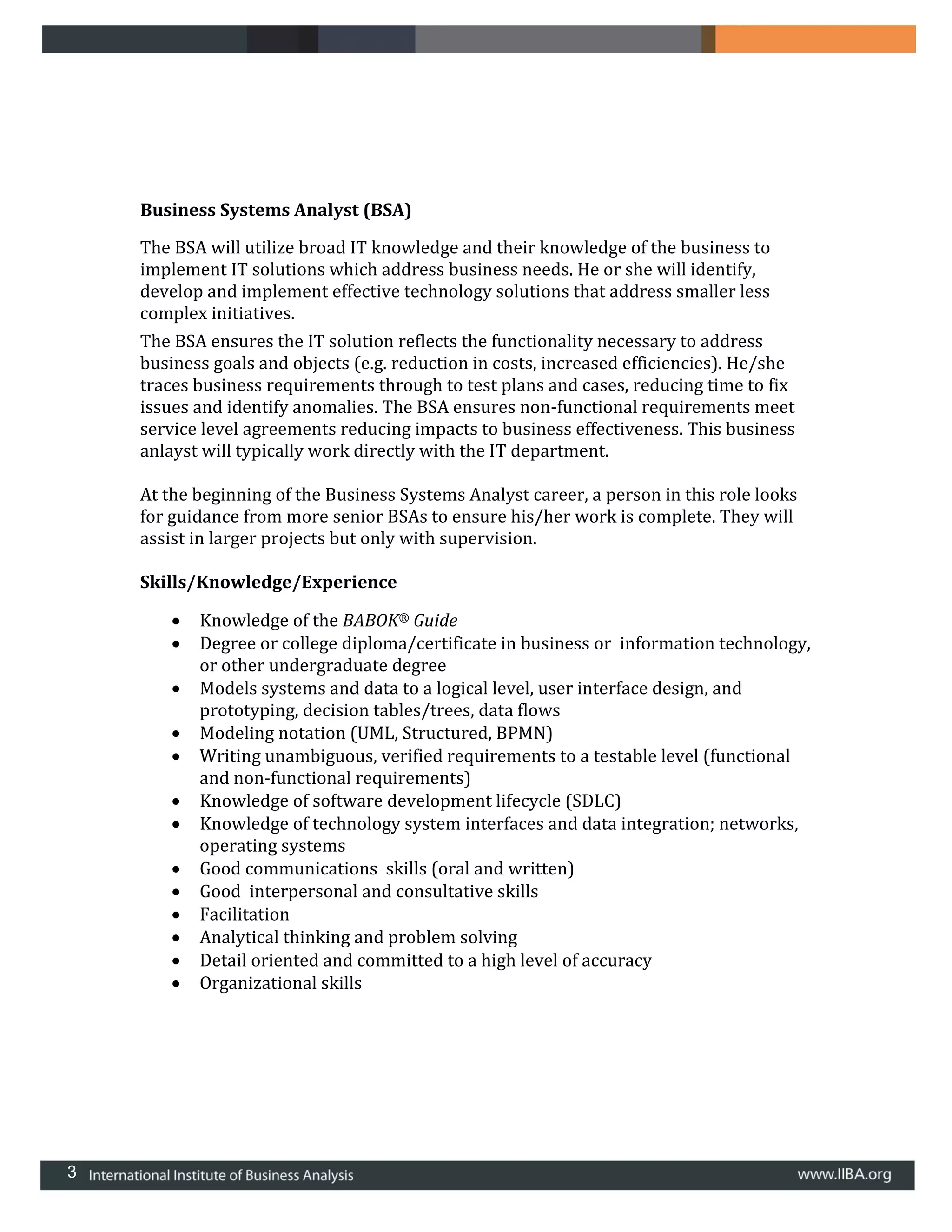 Driving Your BA Career Roles | PDF