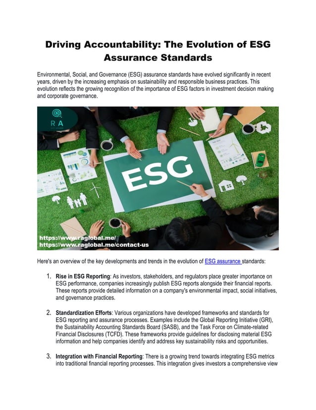 Driving Accountability: The Evolution of ESG Assurance Standards | PDF