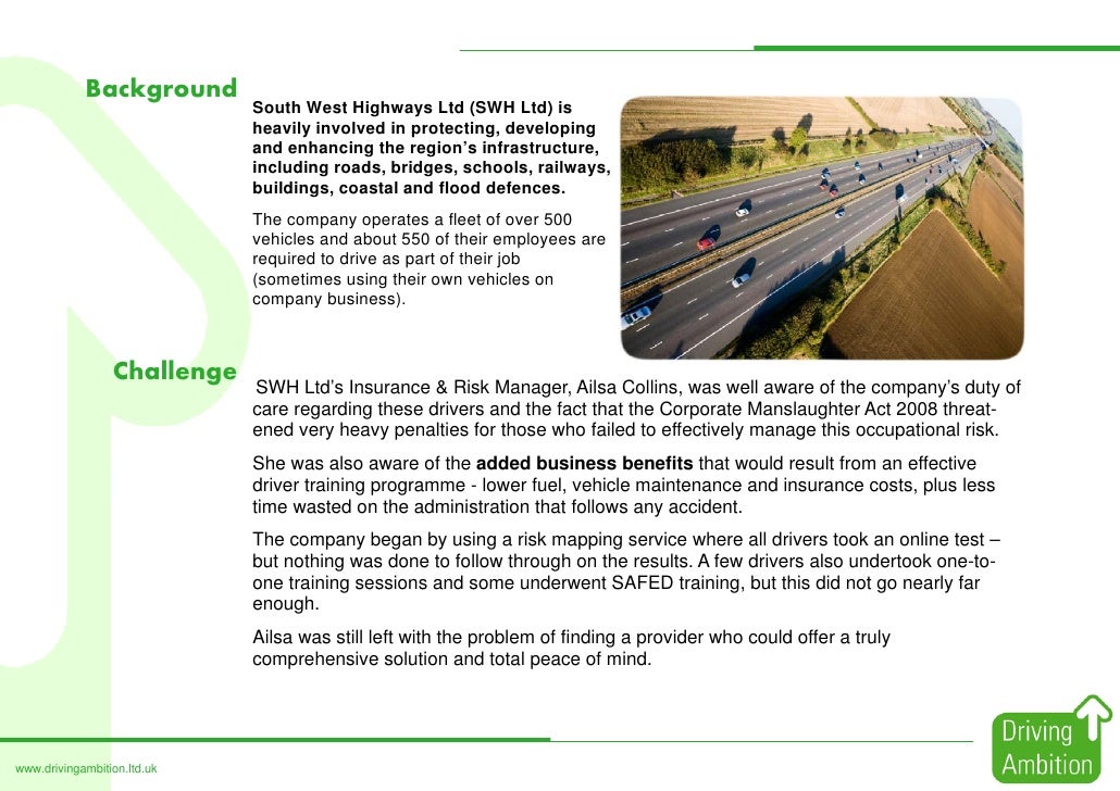 Management of Occupational Road Risk Case Study