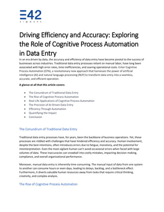 Role of Cognitive process automation in Data entry | PDF