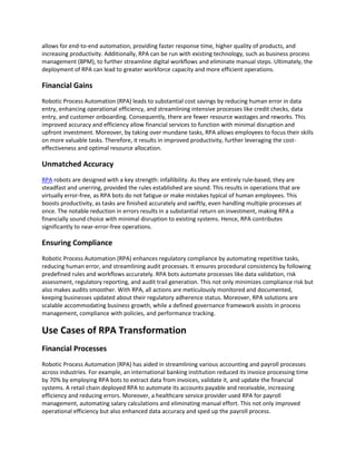 Driving Efficiency with RPA: How Robotic Process Automation Transforms Workflows | PDF