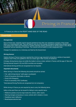 Driving in france | PDF | Auto Safety | Automotive
