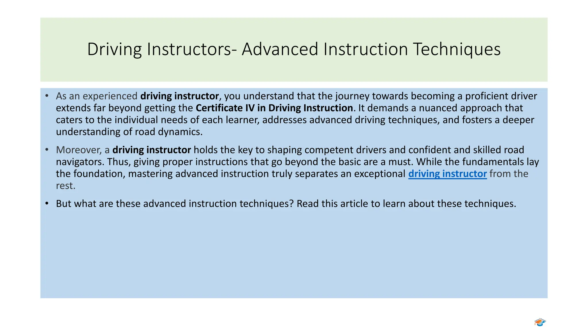 Driving Instructors- Advanced Instruction Techniques.pptx