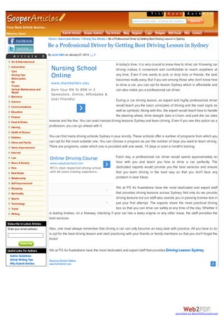 Be a professional driver by getting best driving lesson in Sydney | PDF