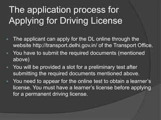 Applying for Driving License | PPTX