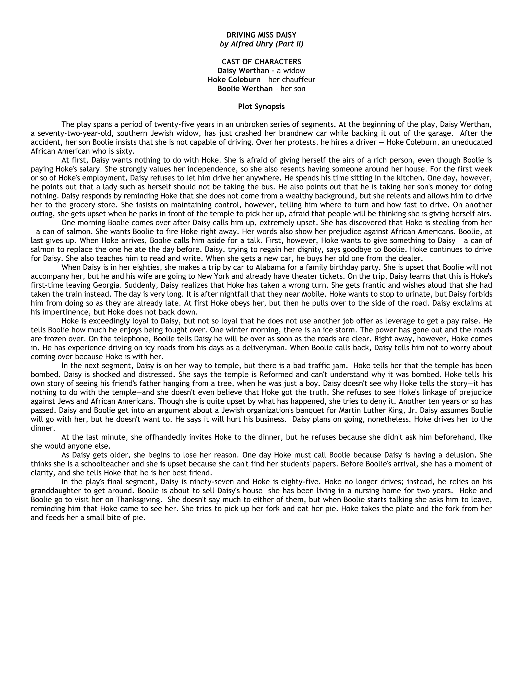 DRIVING MISS DAISY_ACTIVITY SHEET 2ND QUARTER | DOCX