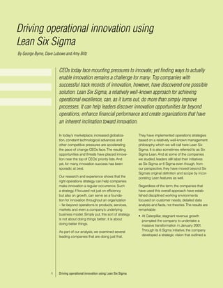 Driving Operation Innovation Using Lean Six Sigma | PDF