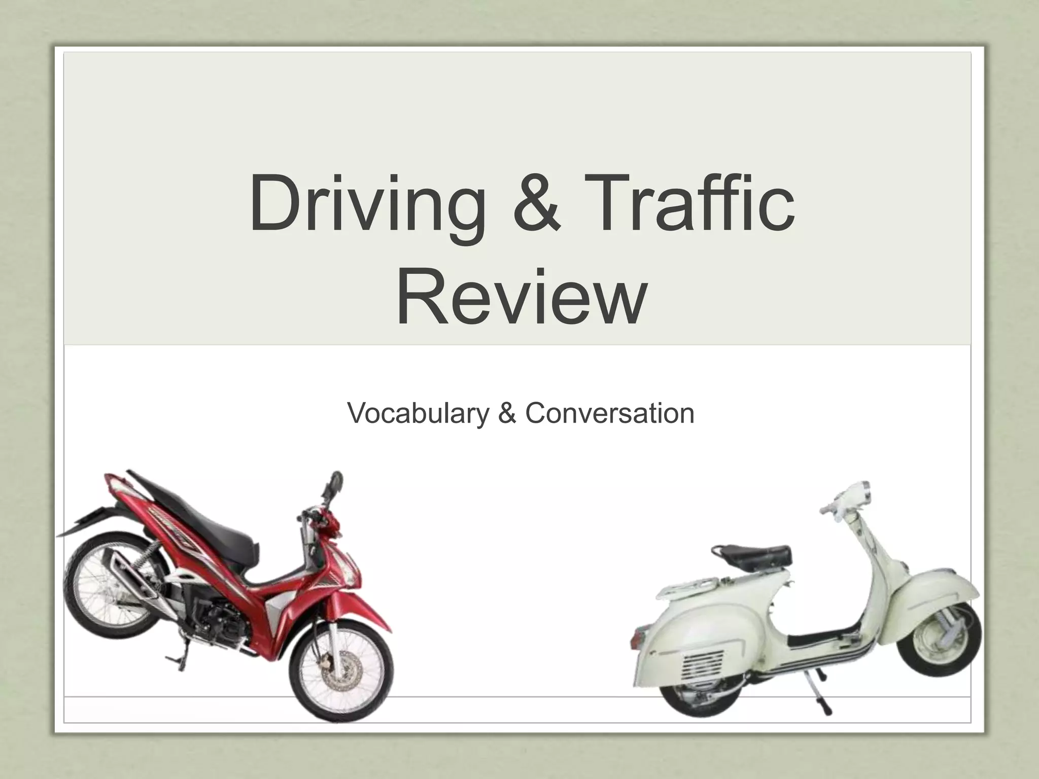 Everyday English: Driving Vocabulary Review | PPT