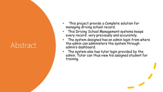 Driving_School_Management project pptttt | PDF