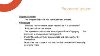Driving_School_Management project pptttt | PDF