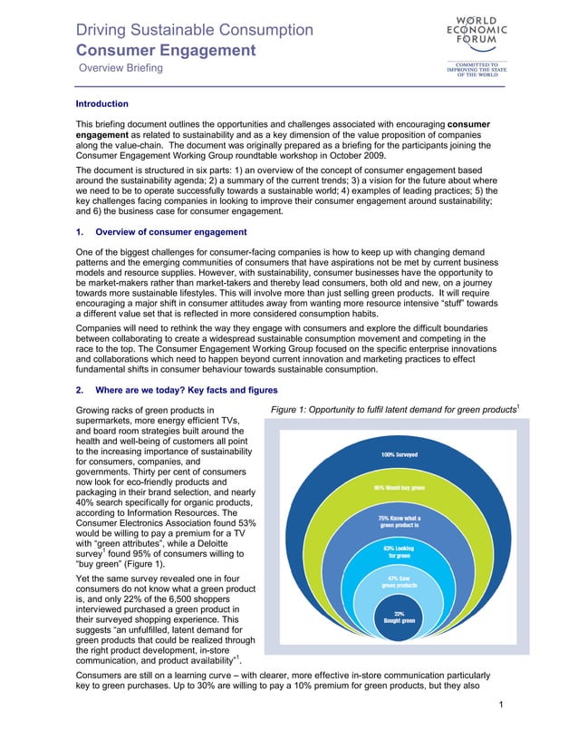 Driving Sustainable Consumption: consumer engagement | PDF