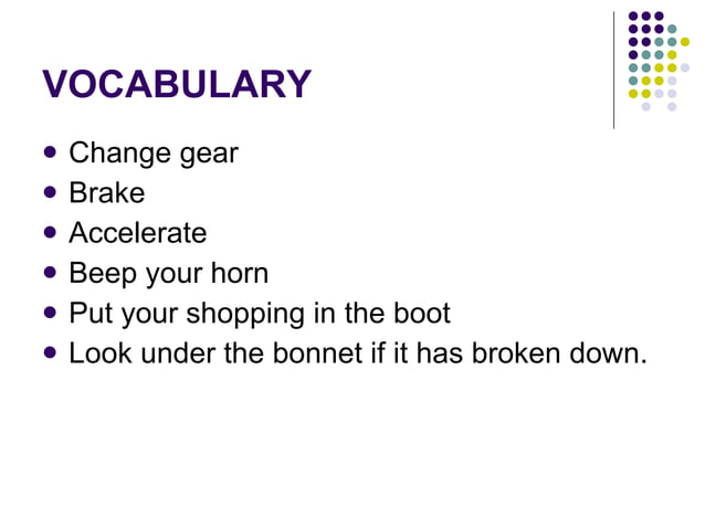 Driving Vocabulary PPT driving-vocabulary-ppt