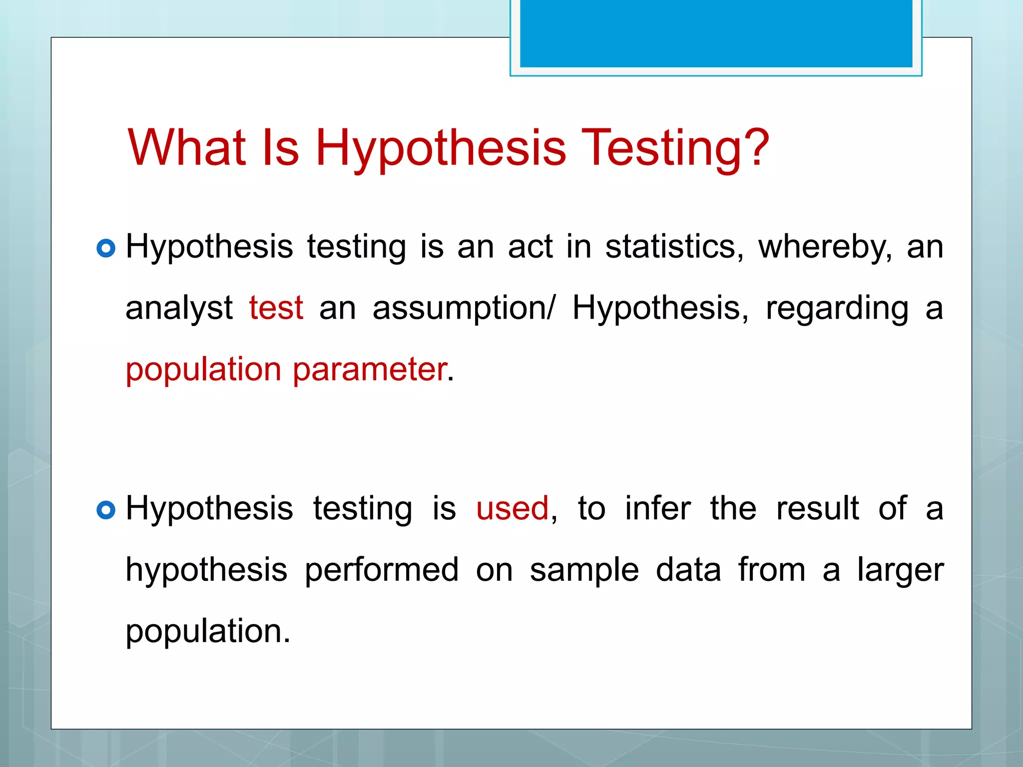 Hypothesis testing, error and bias | PPTX