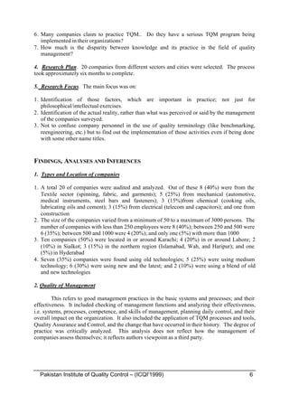 quality culture in Pakistani organizations basic research tqm case study | PDF
