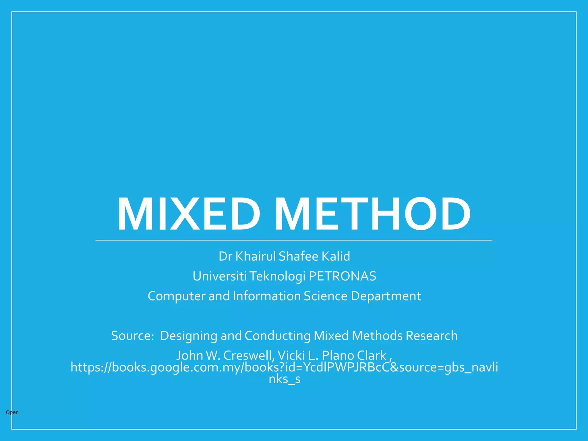Mixed Method Research Methodology | PPTX