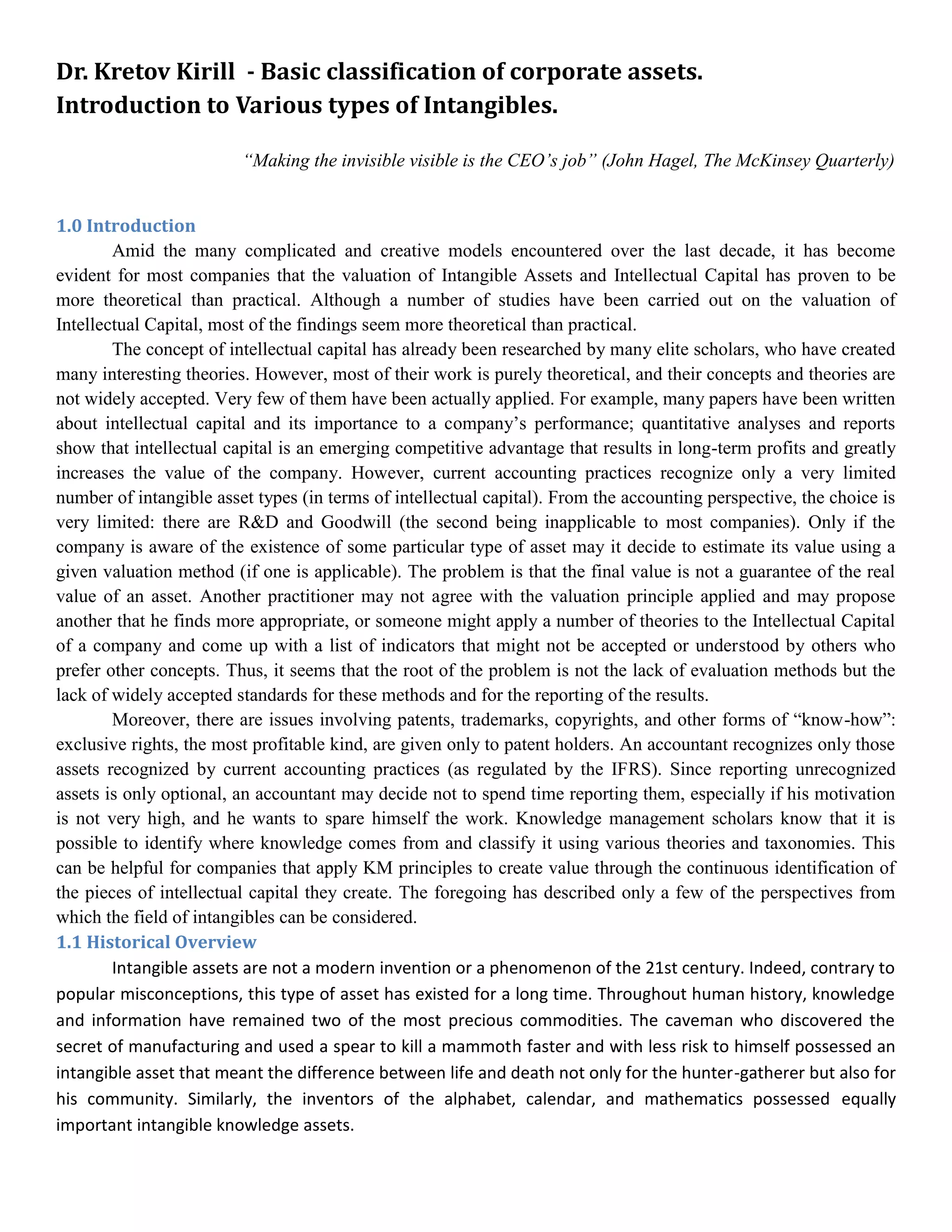 Dr. Kretov Kirill - Basic classification of corporate assets ...