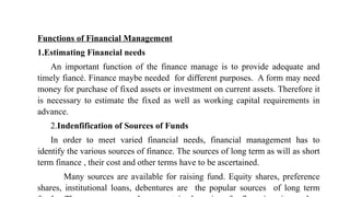 Functions of Financial Management and Role | PPTX