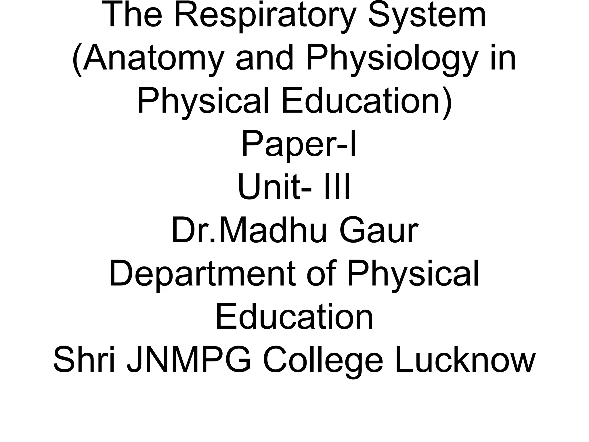 Anatomy of Human body Respiratory System | PPT