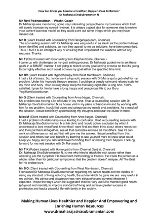 Dr Maharaja SivaSubramanian N Information kit to help you become a ...