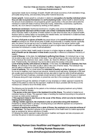 Dr Maharaja SivaSubramanian N Information kit to help you become a ...