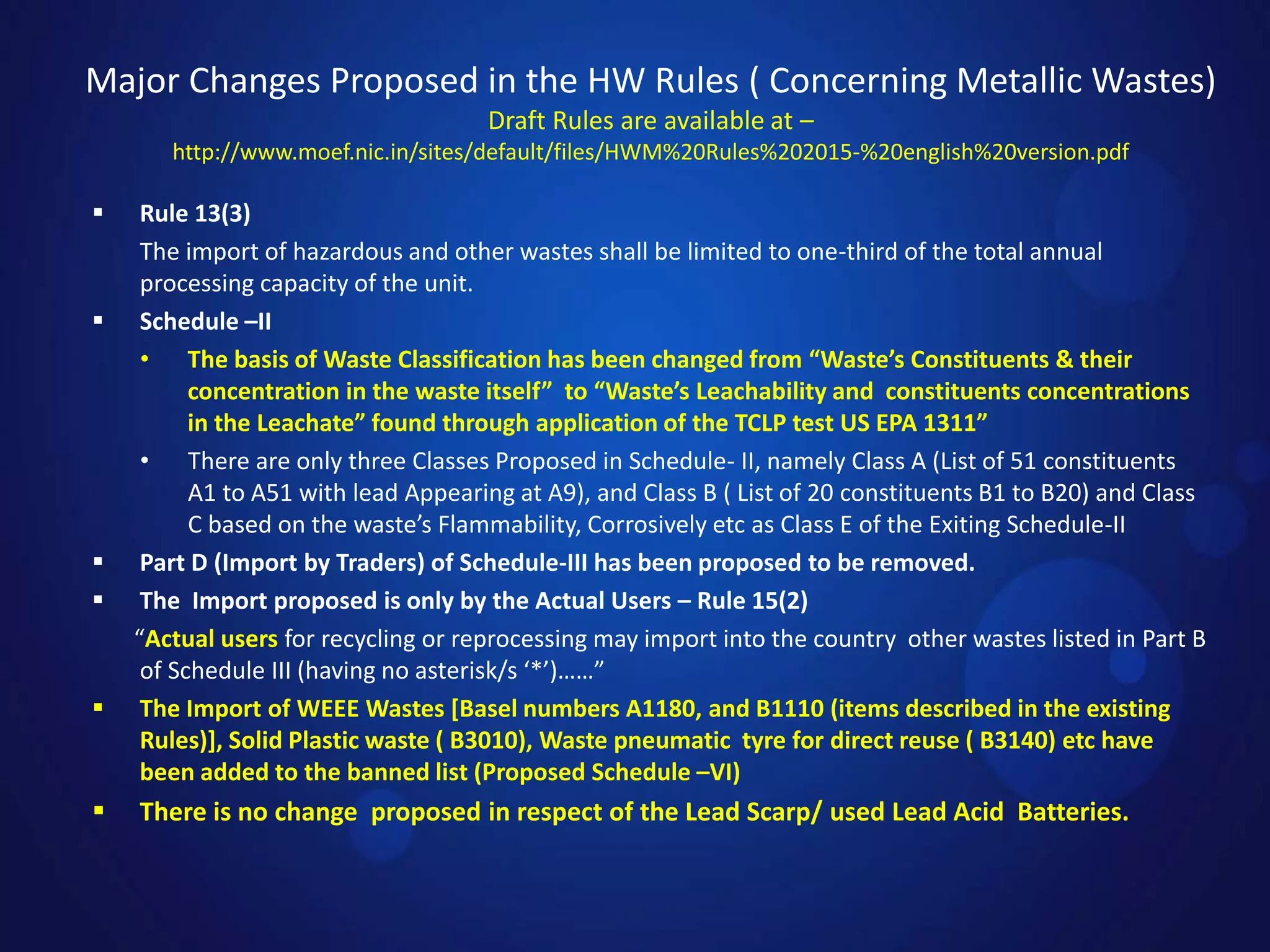 Hazardous Wastes (Management, Handling and Transboundary Movement ...