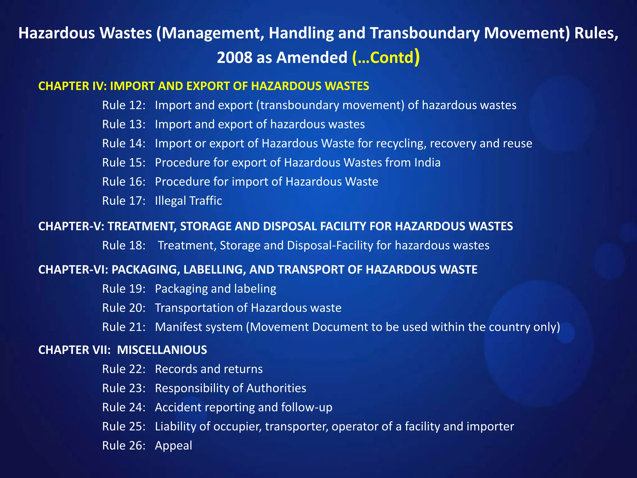 Hazardous Wastes (Management, Handling and Transboundary Movement ...