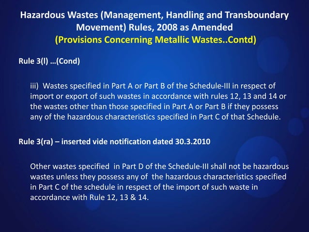 Hazardous Wastes (Management, Handling and Transboundary Movement ...