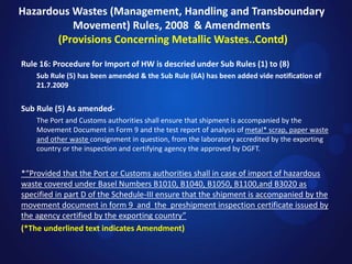 Hazardous Wastes (Management, Handling and Transboundary Movement ...